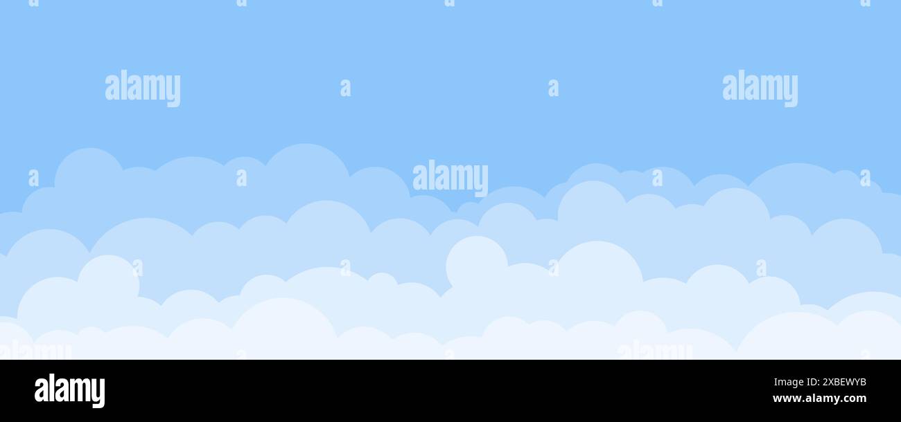 Blue sky and clouds background. Vector cartoon illustration. Simple ...