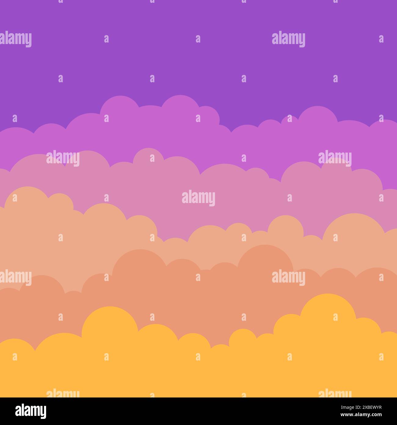 Sunset sky and clouds background. Vector cartoon illustration. Simple ...