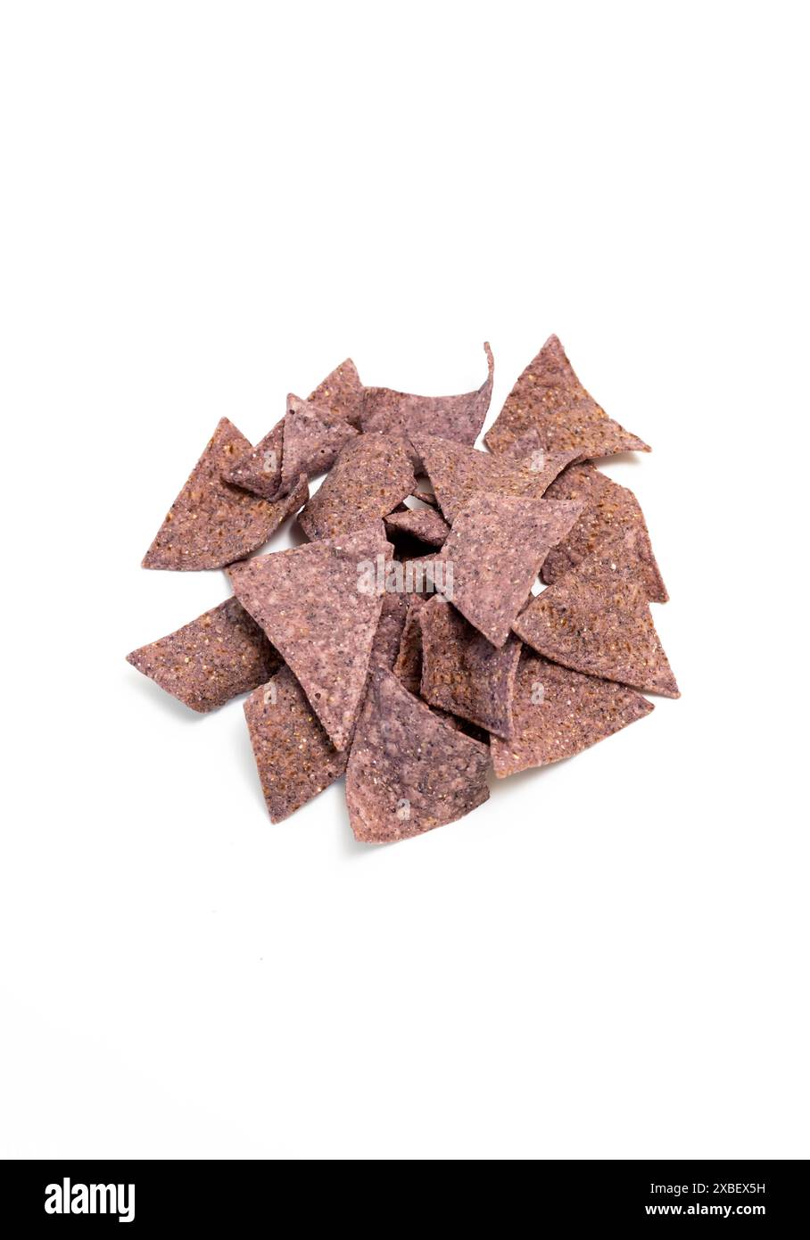 Isolated Organic Blue Corn Tortilla Chips On White Background. Healthy ...