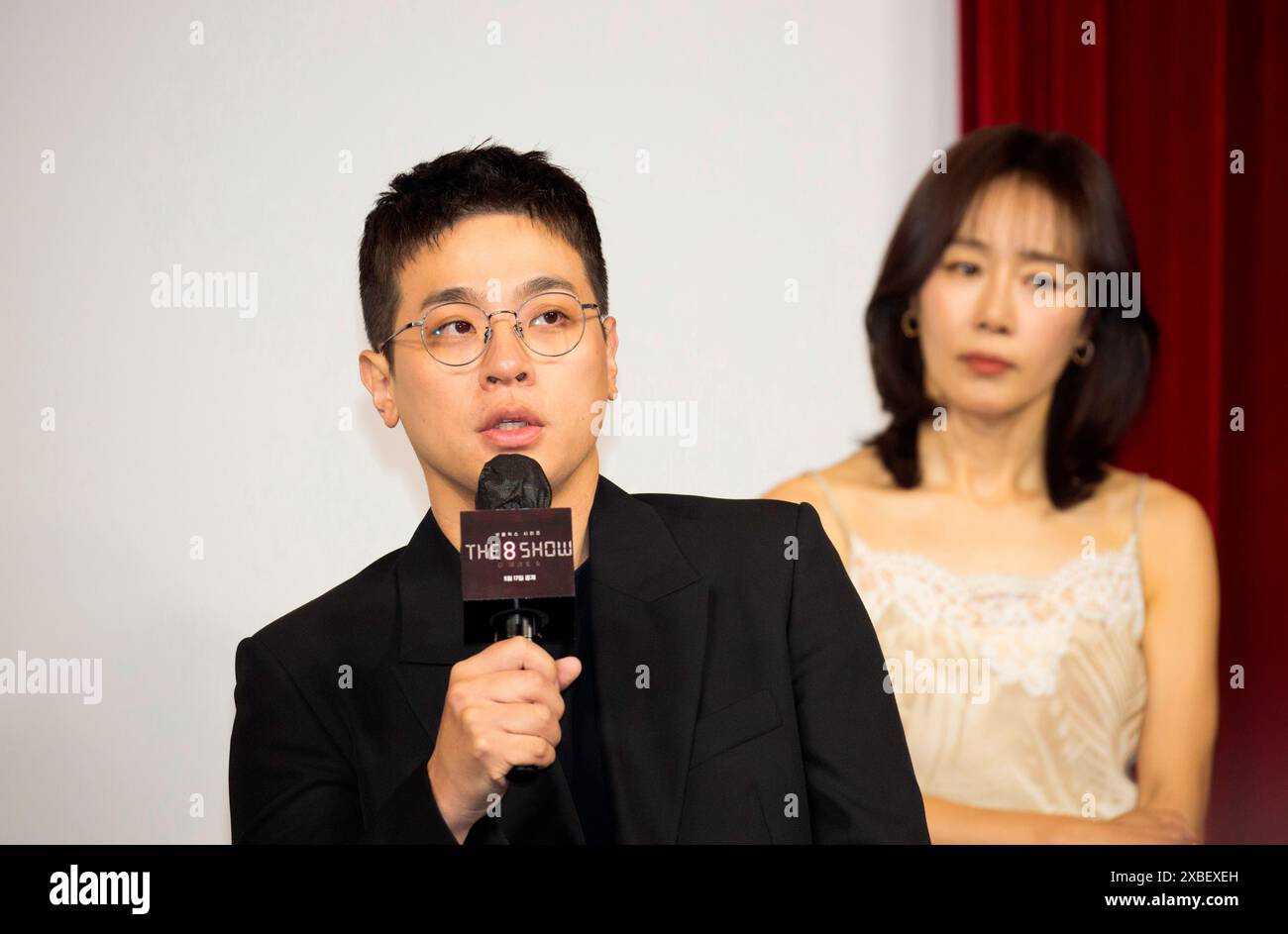 Park Jung-Min and Moon Jeong-Hee, May 10, 2024 : Cast members Park Jung-Min (front) and Moon ...