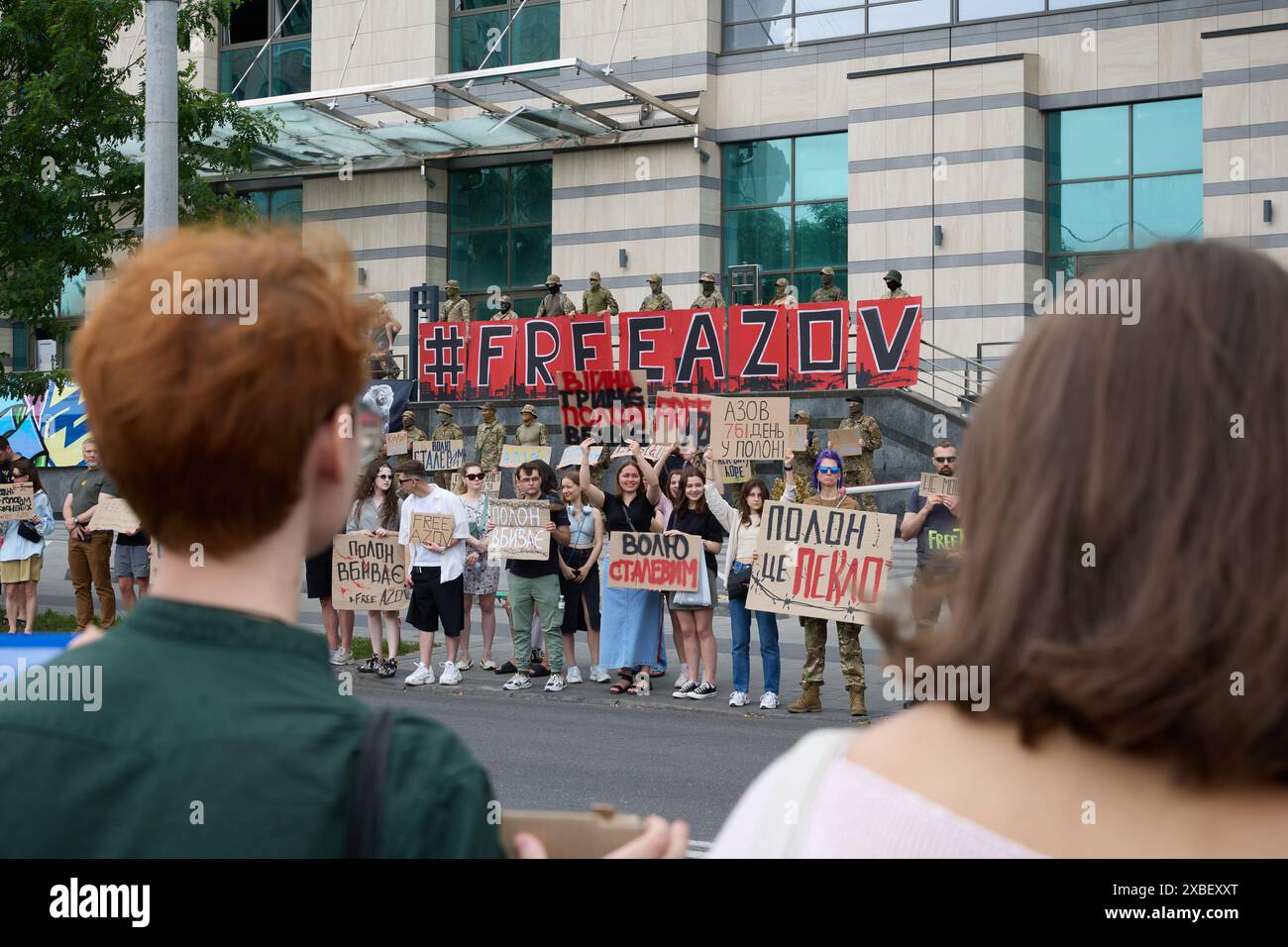 Large group of activists in Ukraine. People demonstrate in support of ...