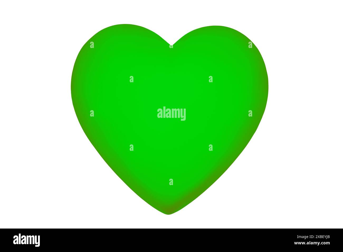 Green heart white background isolated closeup, love symbol ...