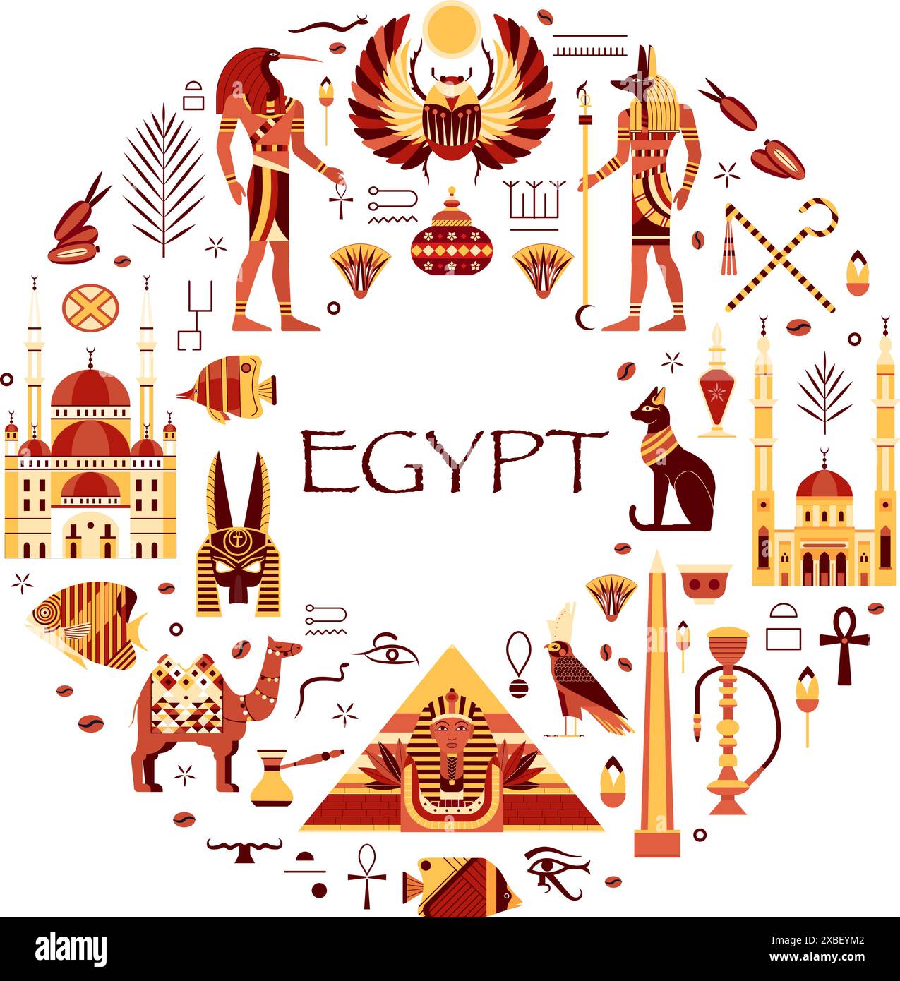 Travel to Egypt Card or Print in Circle Shape Stock Vector Image & Art ...