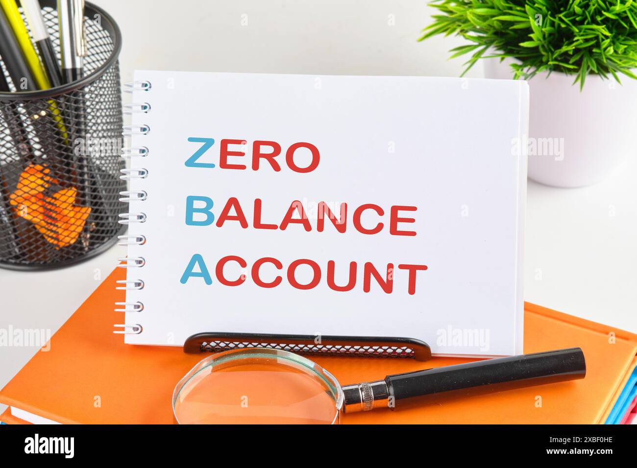 Business concept. Copy space. Concept words ZBA zero balance account on ...