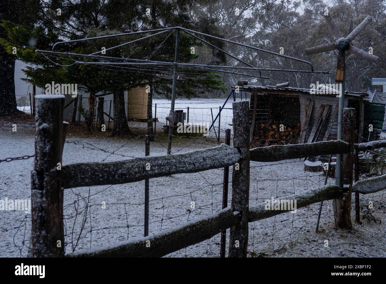 Snow on a farm in outback Australia Stock Photo - Alamy