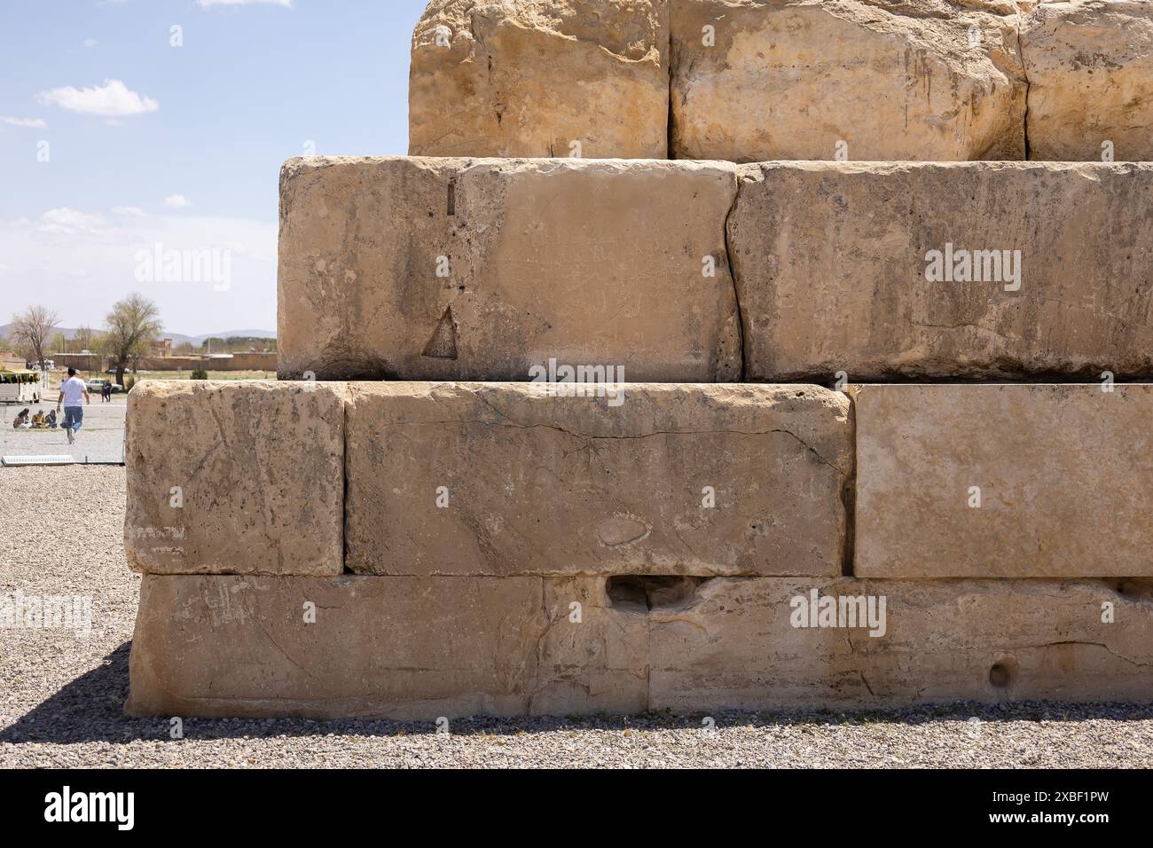 Ancient stone blocks in sunlight from a Middle Eastern historic site ...
