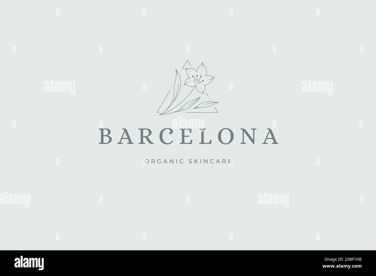 Minimalist tender meadow flower triangle frame romantic line art logo ...