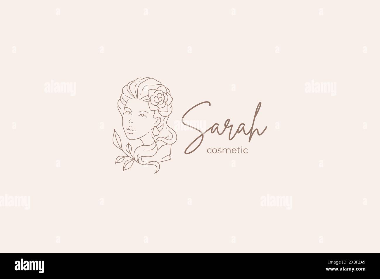 Minimalist medieval female bust elegant hairstyle with flower ...