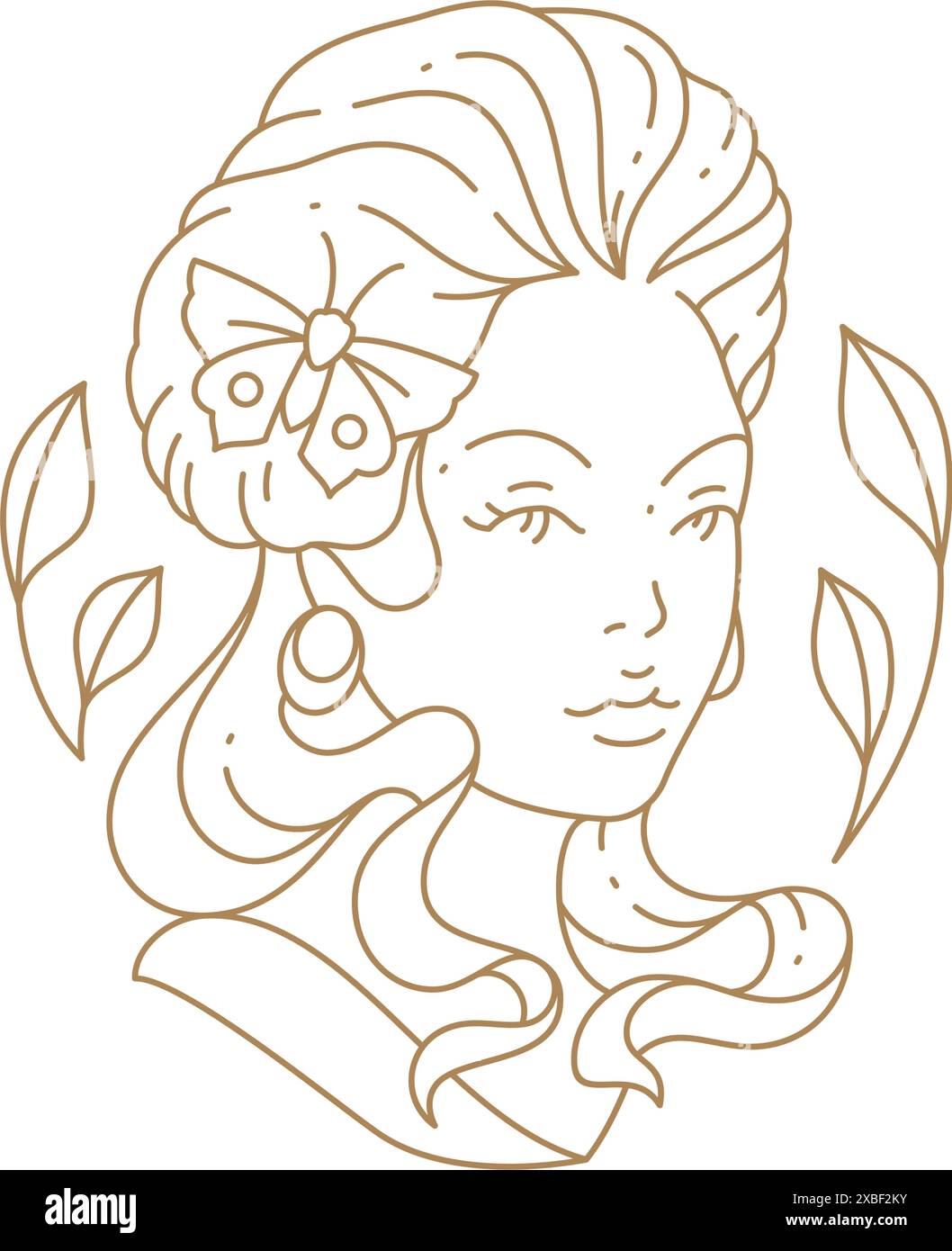 Fashion woman bust Greek antique goddess silhouette with decorative ...