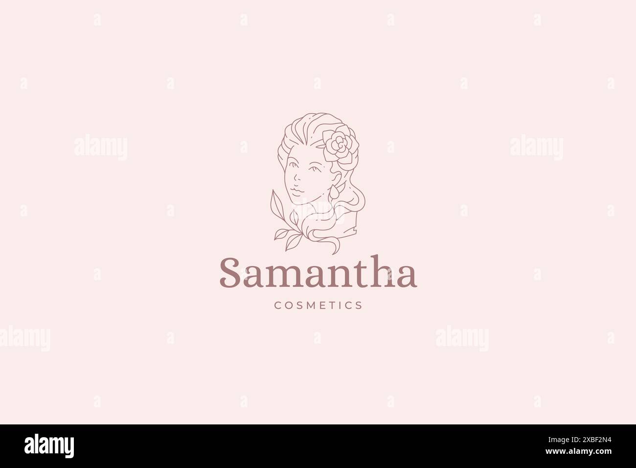 Monochrome antique lady head bust hairstyle rose flower decorative ...