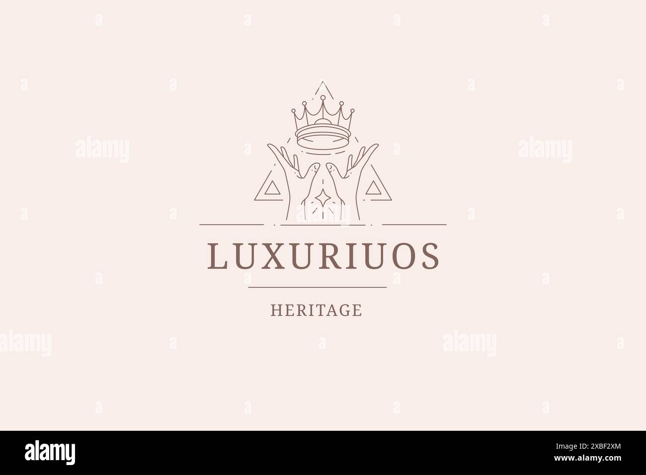 Bright monarchy antique crown with human hands triangle geometric frame ...