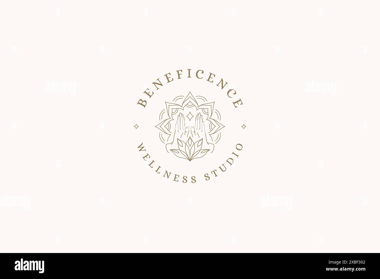 Magic human palms lotus relax meditation minimalist line art logo ...