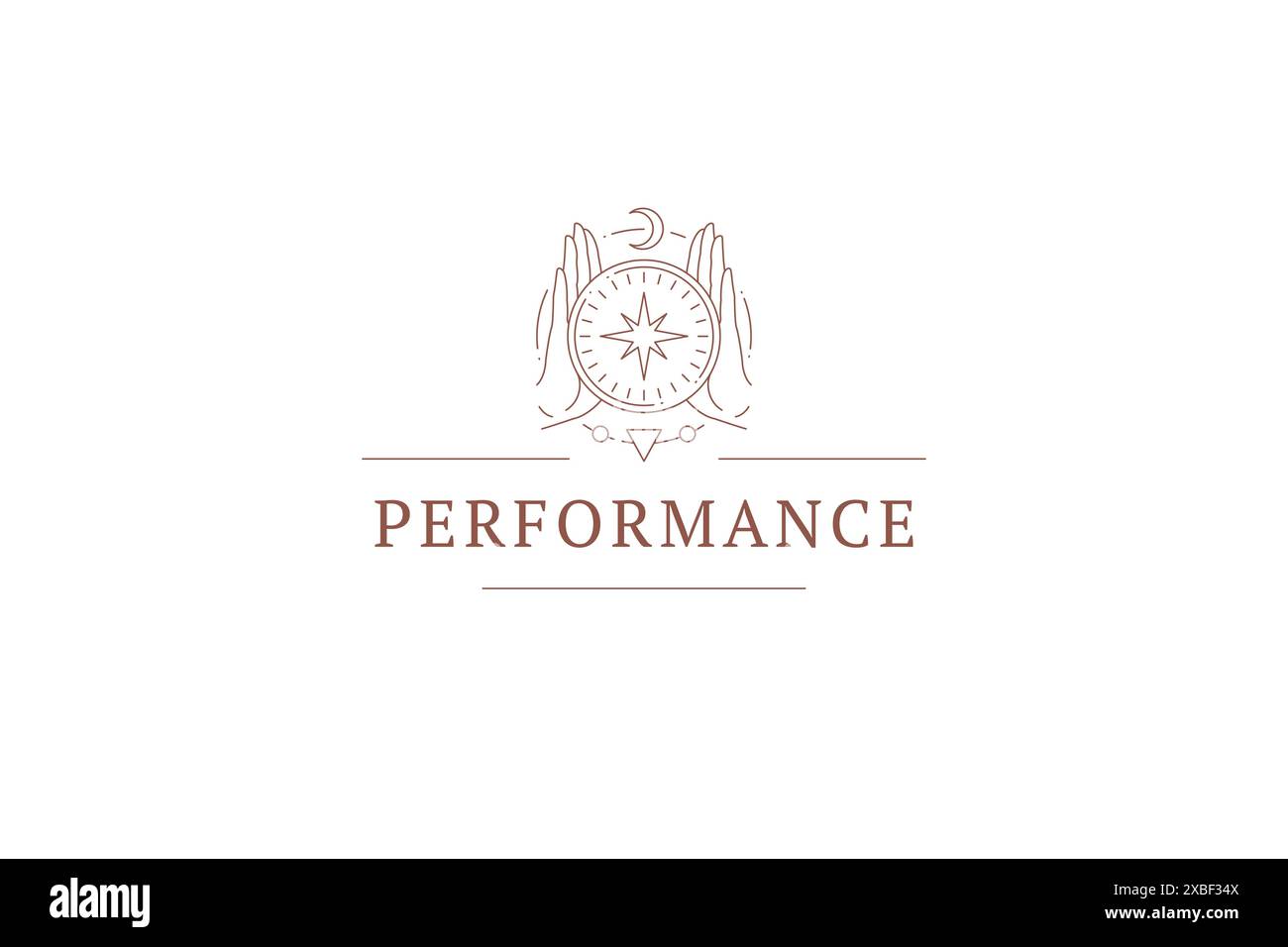 Sacred human hands holding compass antique star half moon spiritual ...