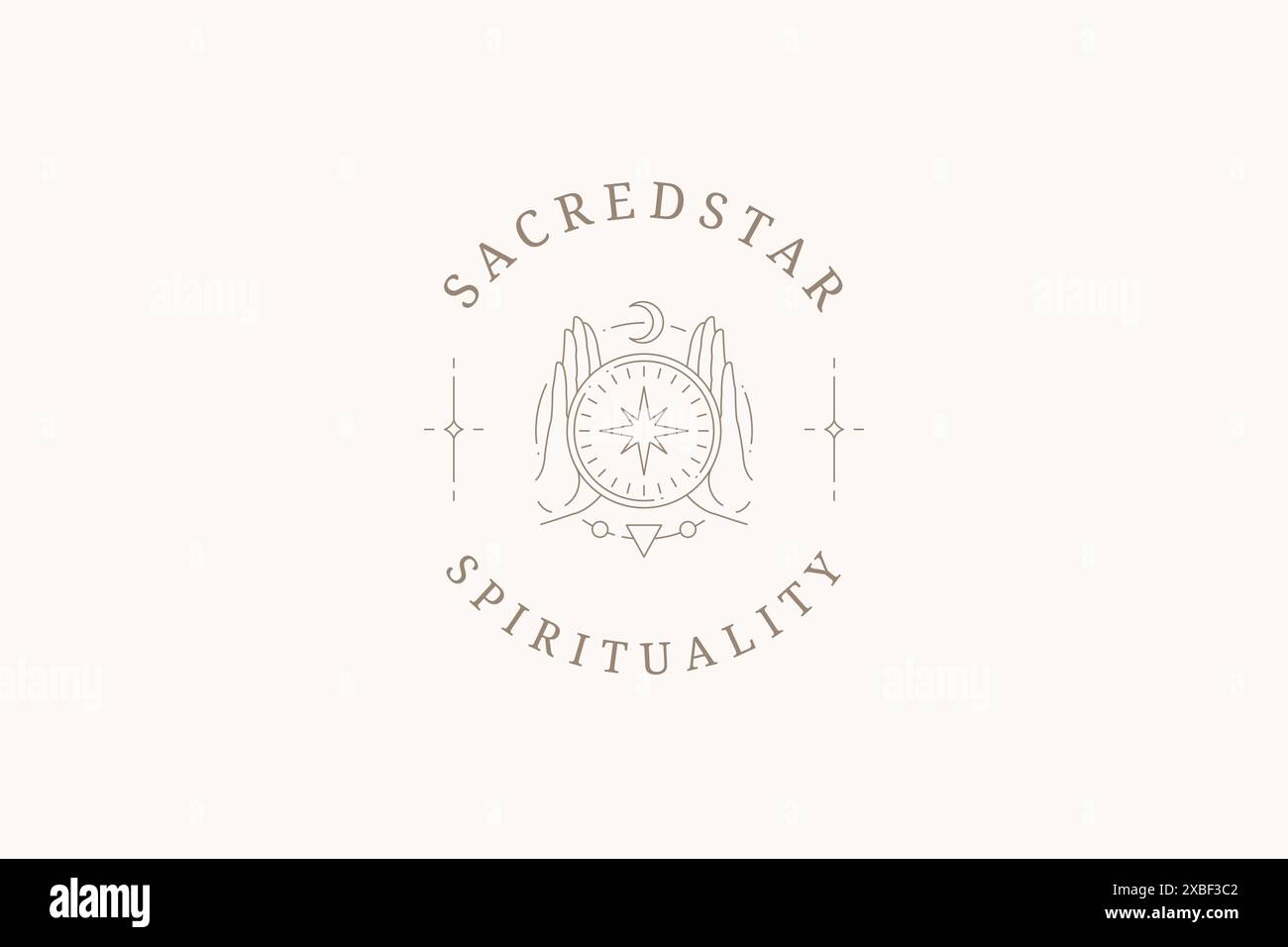 Human hands holding decorative compass medieval star and half moon ...