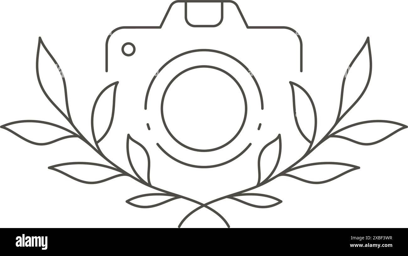 Elegant simple camera with tree branch botanic decor for art hobby or ...