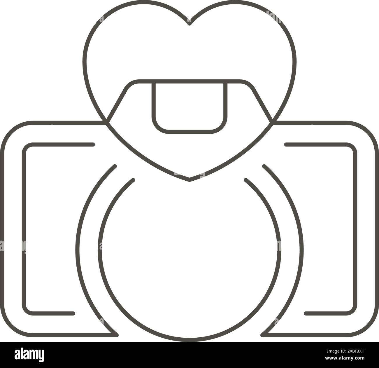 Linear simple elegant photo camera with heart shape label vector ...