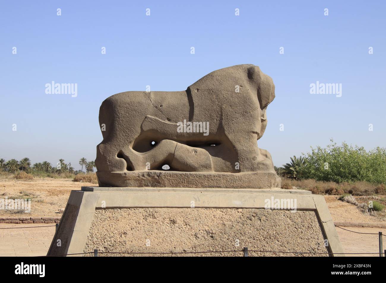 The 2600 years old Lion of Babylon in Iraq under the blue sky Stock ...
