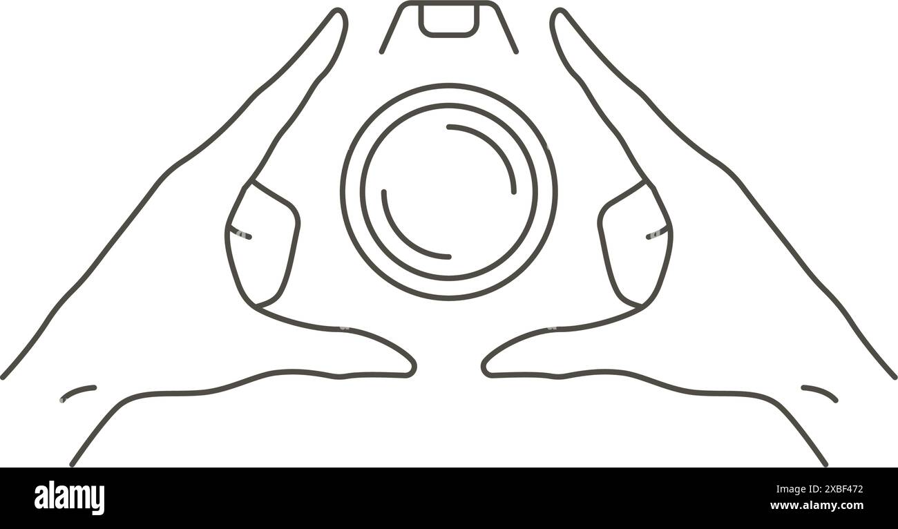 Monochrome logo human hands frame with photo video camera course school ...
