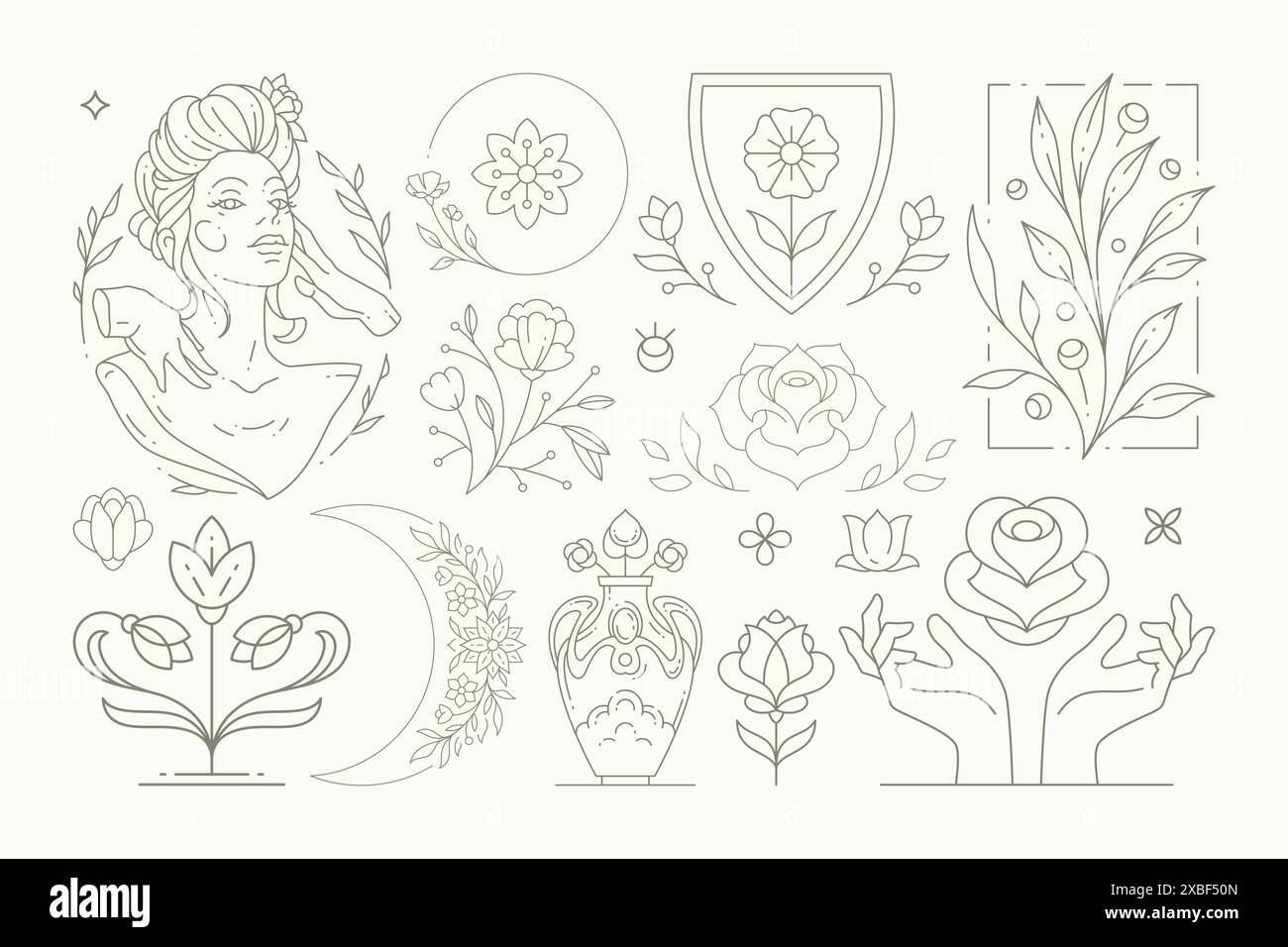 Line art elegant feminine Stock Vector Images - Alamy