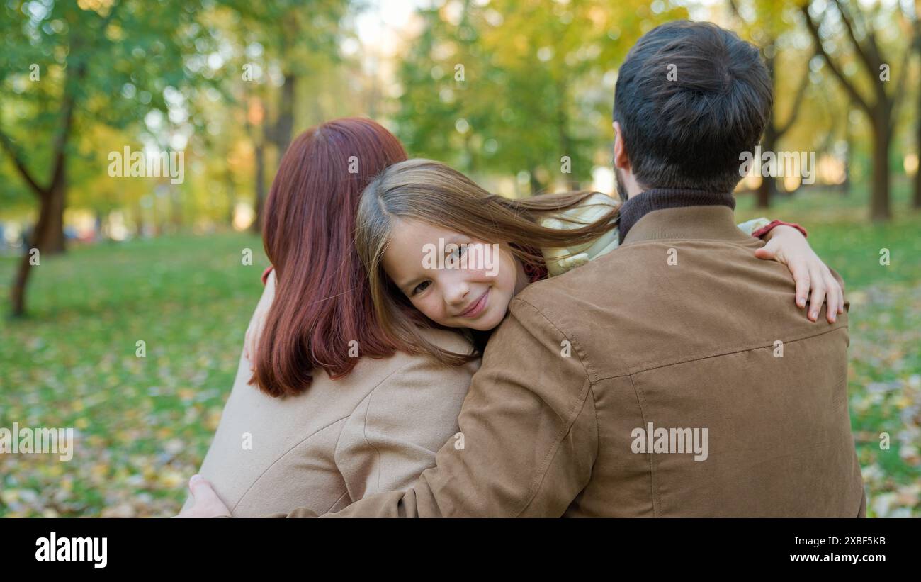 Caucasian happy family weekend holiday nature outdoors in city autumn ...
