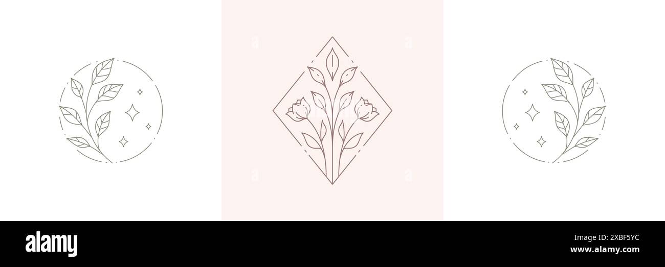 Esoteric flower bouquet in circle and rhombus frame decorated by design ...