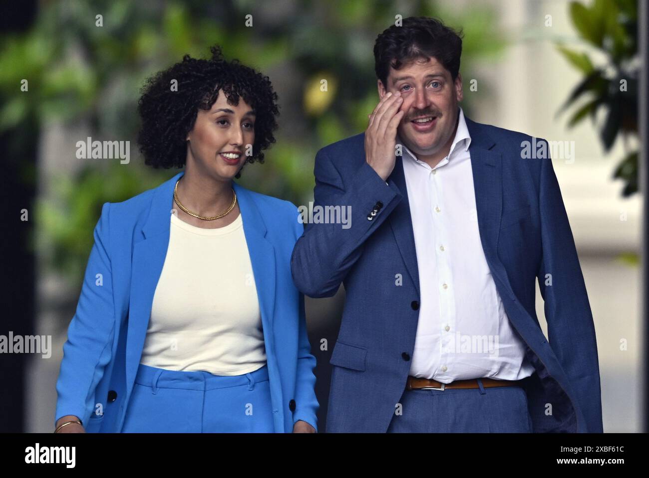 Brussels, Belgium. 12th June, 2024. Groen co-chairwoman Nadia Naji and ...