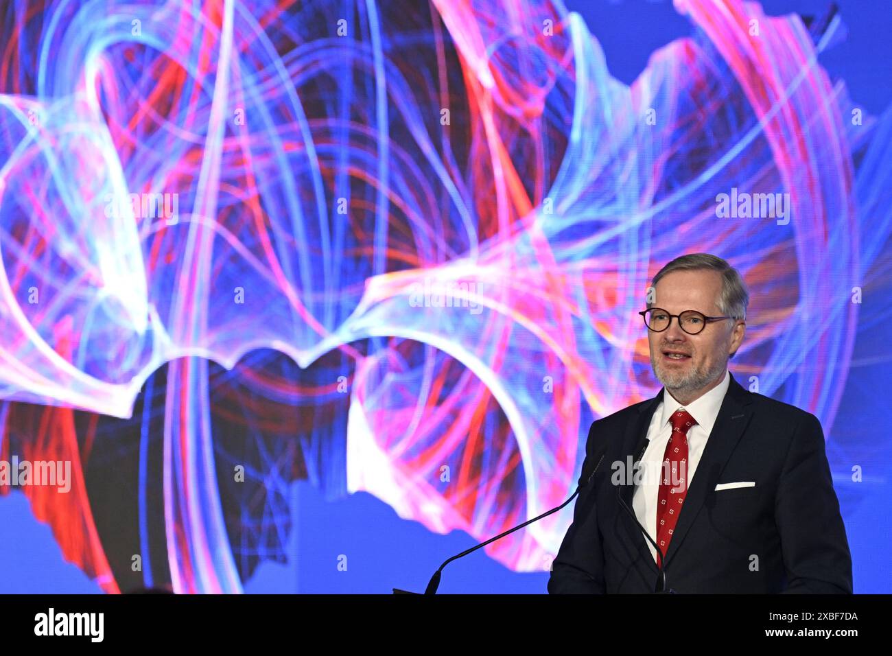 Czech Prime Minister Petr Fiala address the conference "Czechia at ...
