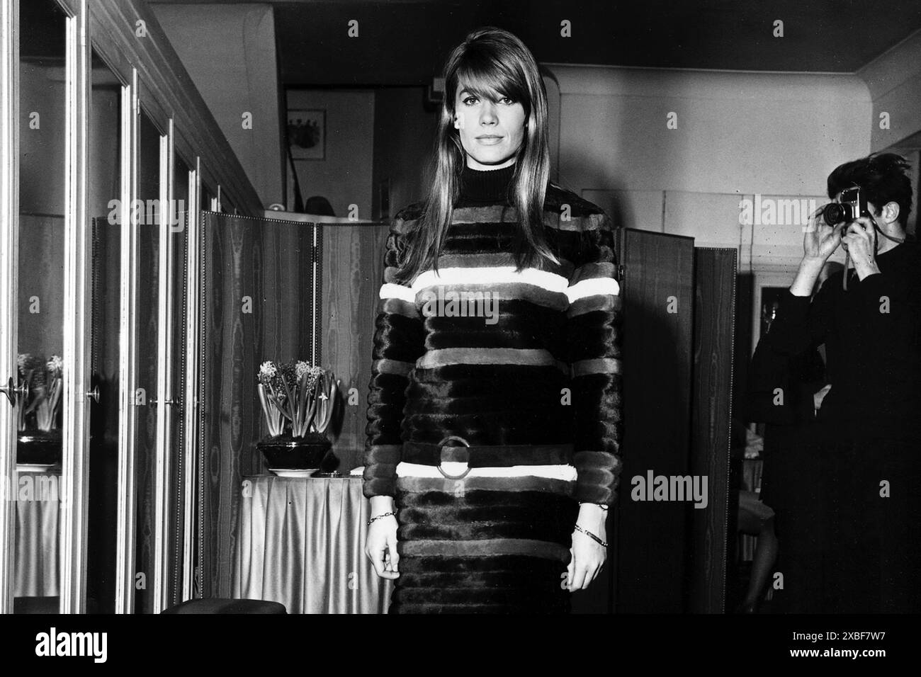 FILE - French singer and actress Francoise Hardy wears a summer fur ...