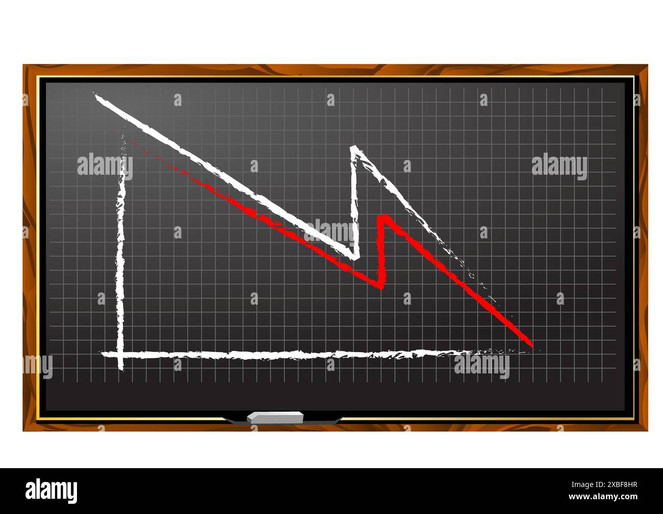Blackboard with graph showing recession isolated on white background ...