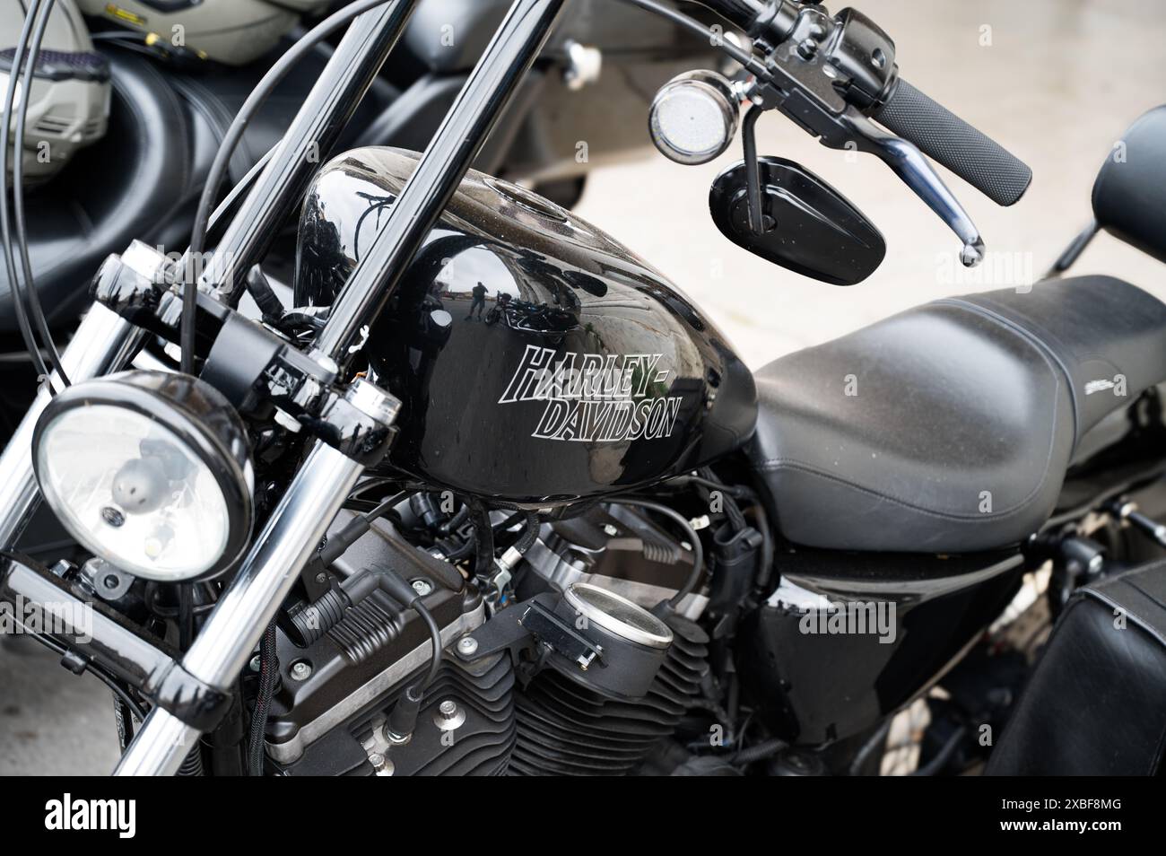 Italy, 09 June 2024: motorcycles of the legendary Harley Davidson brand ...