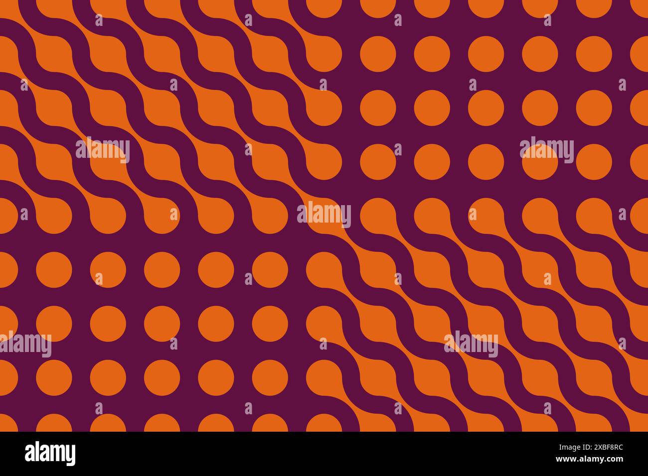 Seamless Truchet pattern with bright red and orange connected circles ...