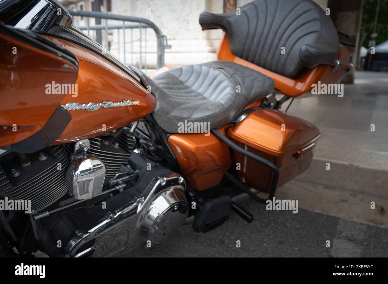 Italy, 09 June 2024: motorcycles of the legendary Harley Davidson brand ...