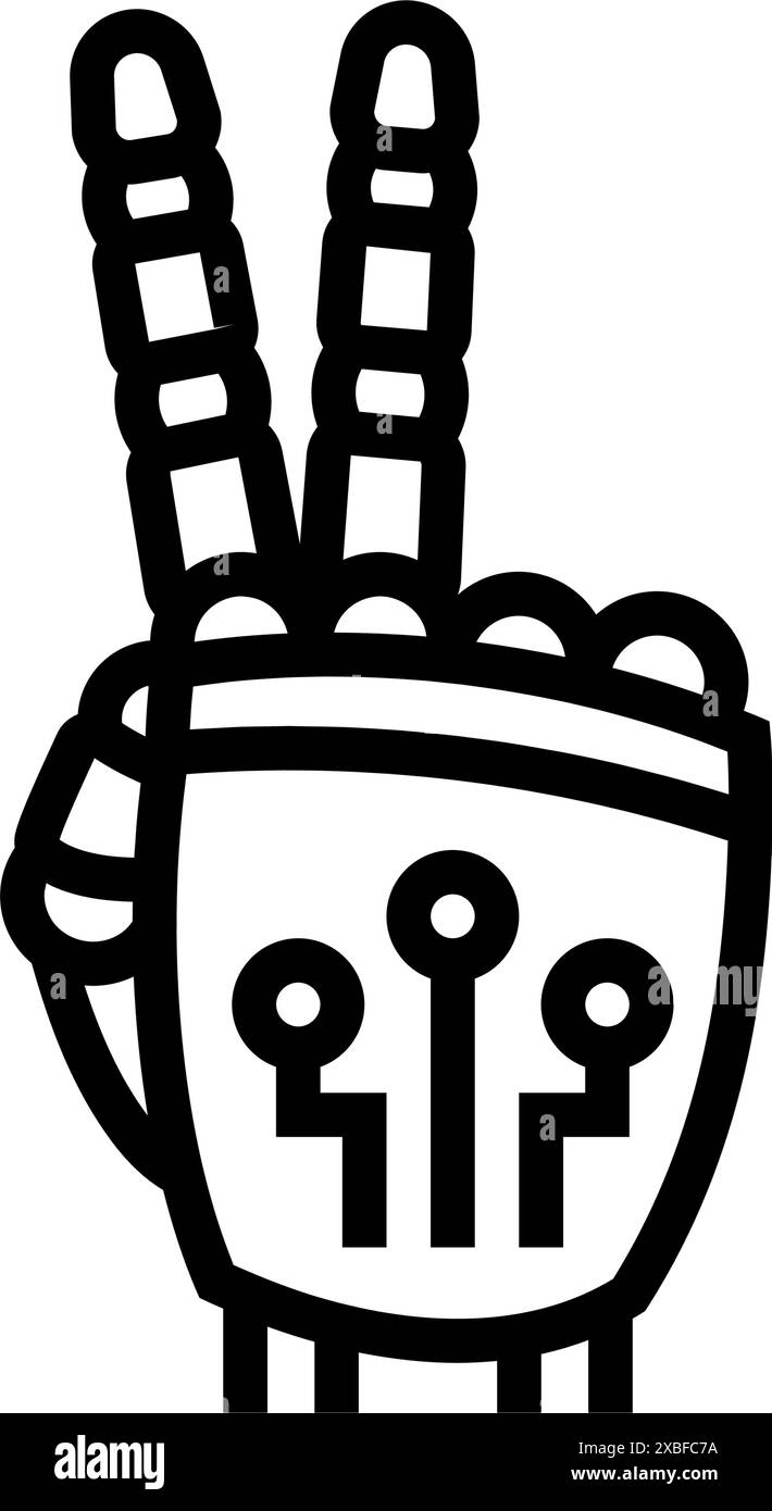 victory robot hand gesture line icon vector illustration Stock Vector Image & Art - Alamy