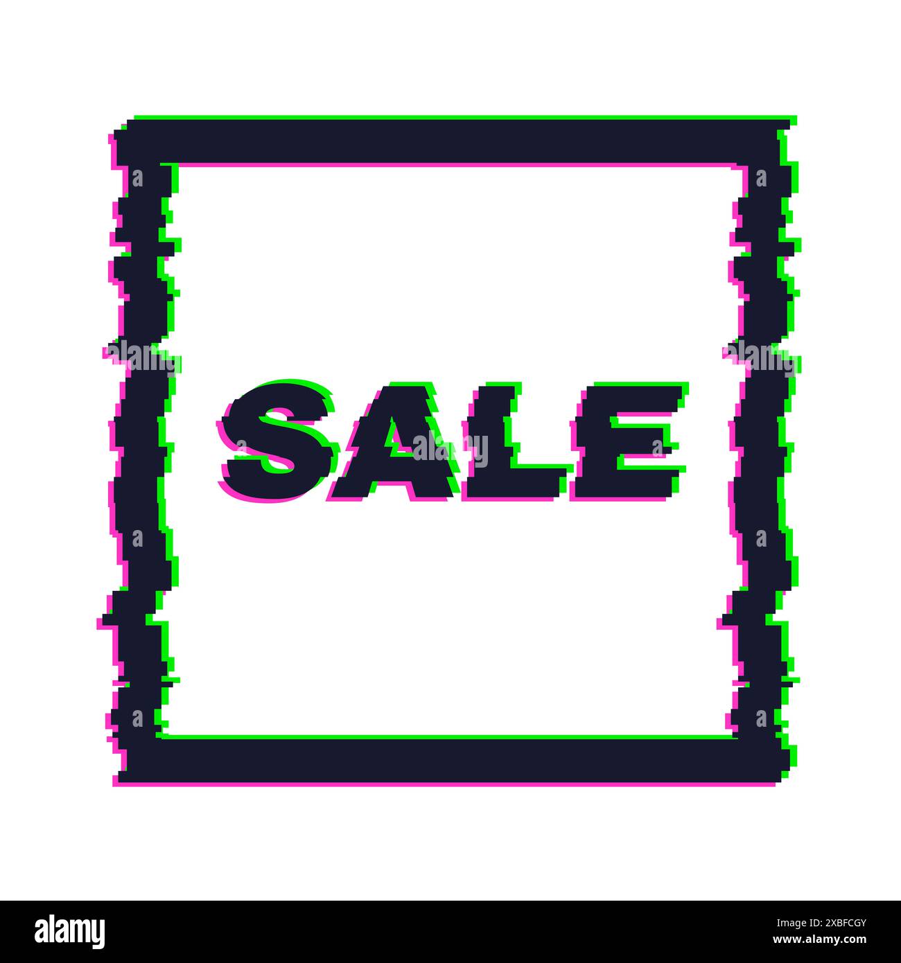 Distorted glitch sale banner with error effect on the edges and in text ...