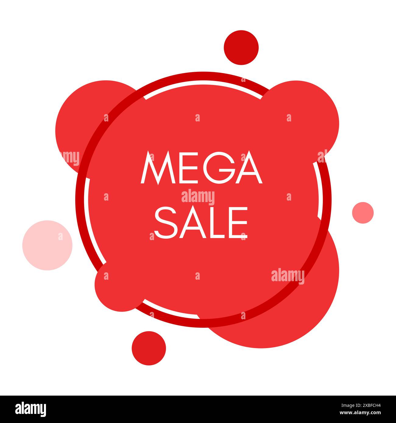 Mega sale sticker with abstract red round forms. Vector illustration ...