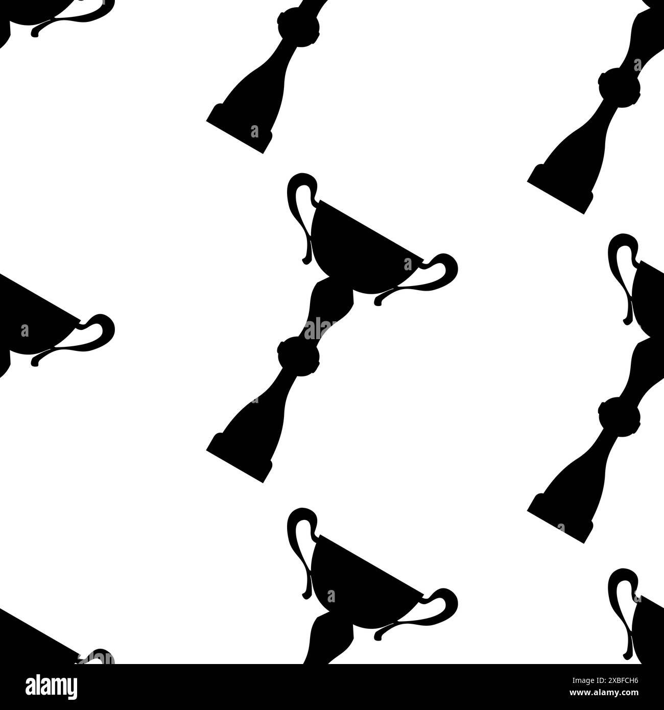 Winner trophy cup seamless pattern. Black simple silhouette texture ...