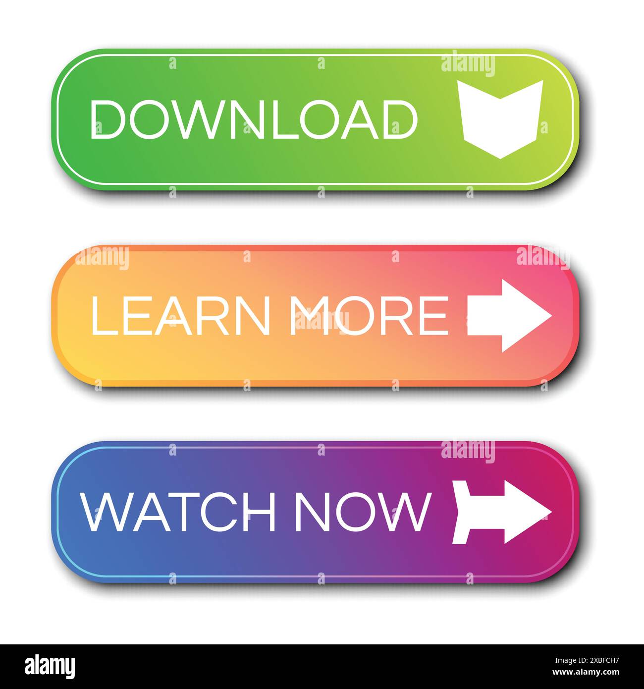 Set Of Three Modern Gradient Buttons With Shadows Read More Buttons Vector Illustration Stock