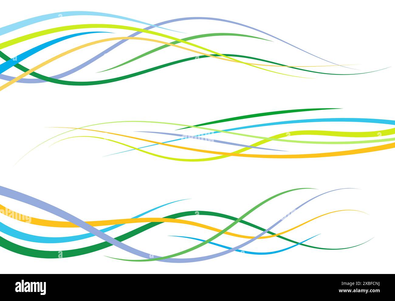 Set of abstract color curved lines. Wave design element. Vector ...