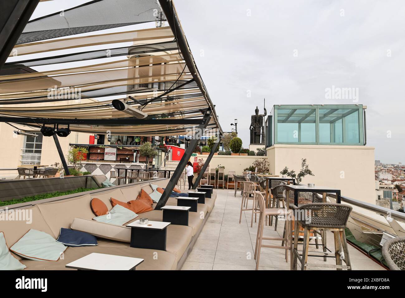 Madrid, Spain- April 8, 2024: Azotea rooftop cafe in Circulo de Bellas ...
