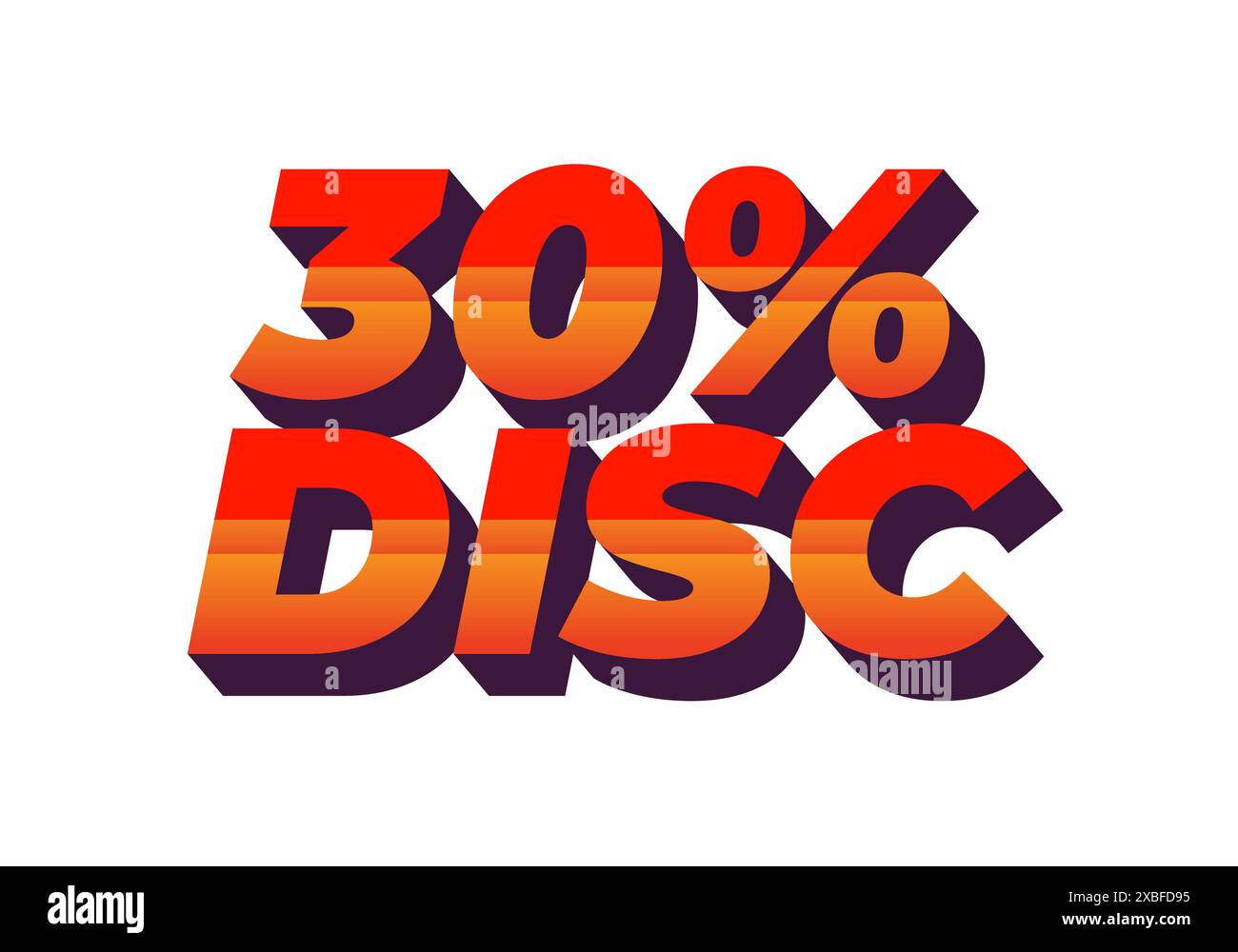 30 percent discount. Text effect design in 3D style with good colors ...