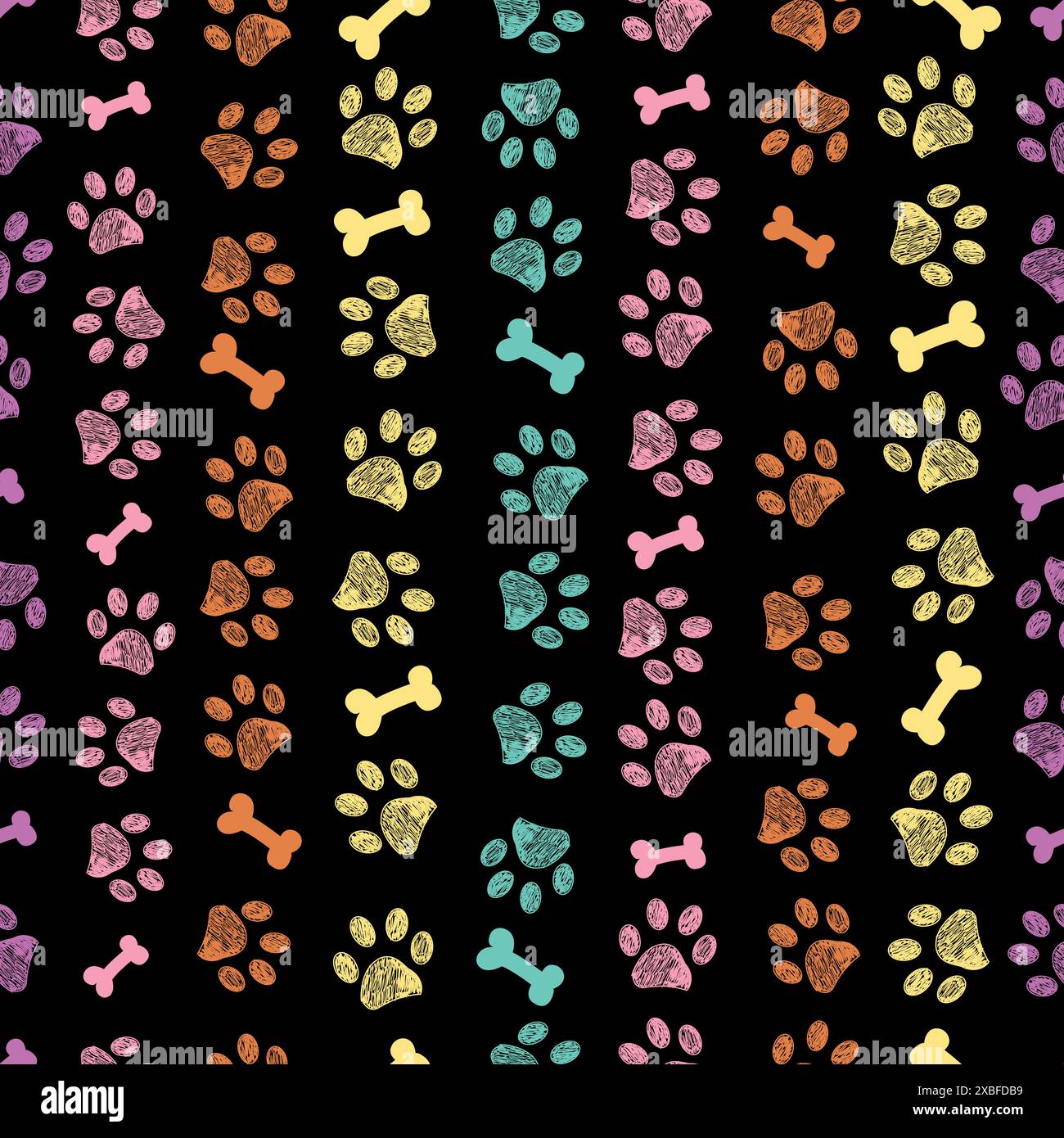 Doodle colorful paw prints Stock Vector Images - Alamy