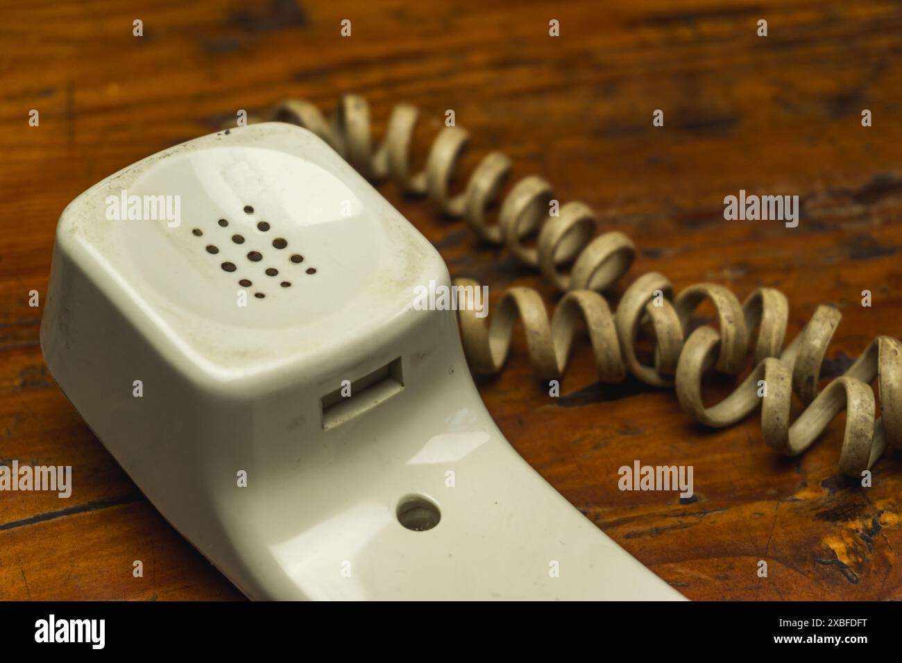 receiver in old telephone, one end of the handset, the receiver allows ...