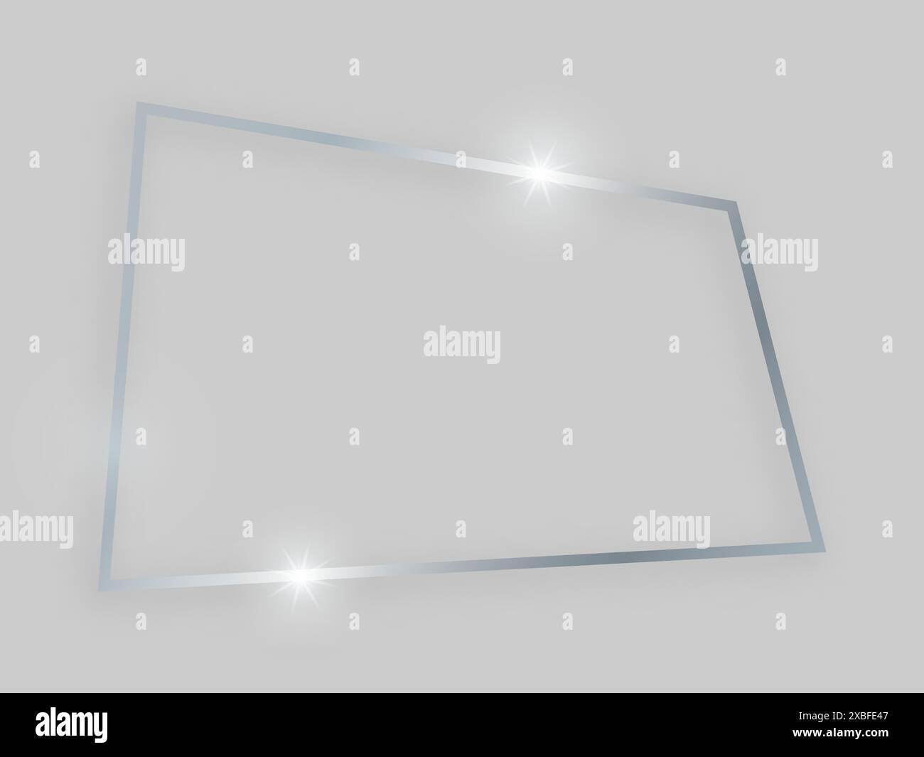 Shiny frame with glowing effects. Silver quadrangular frame with shadow ...