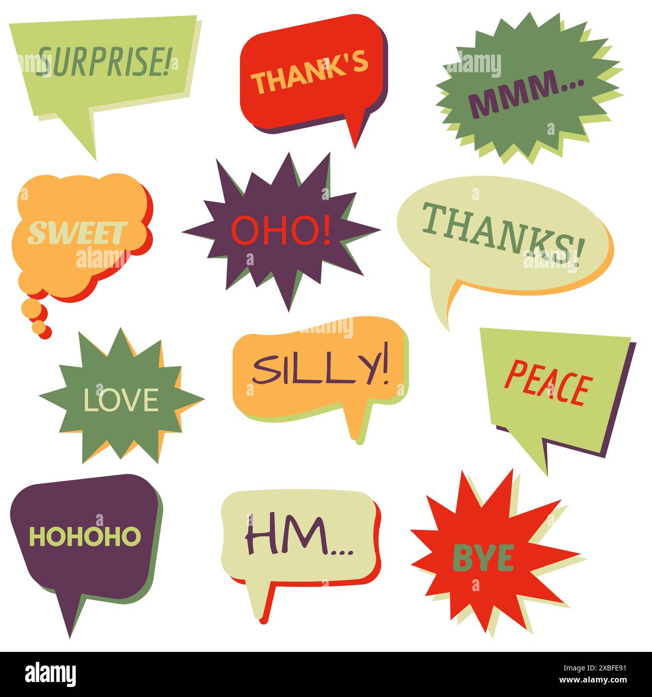 Set of speech bubbles on a white background with different inscriptions ...