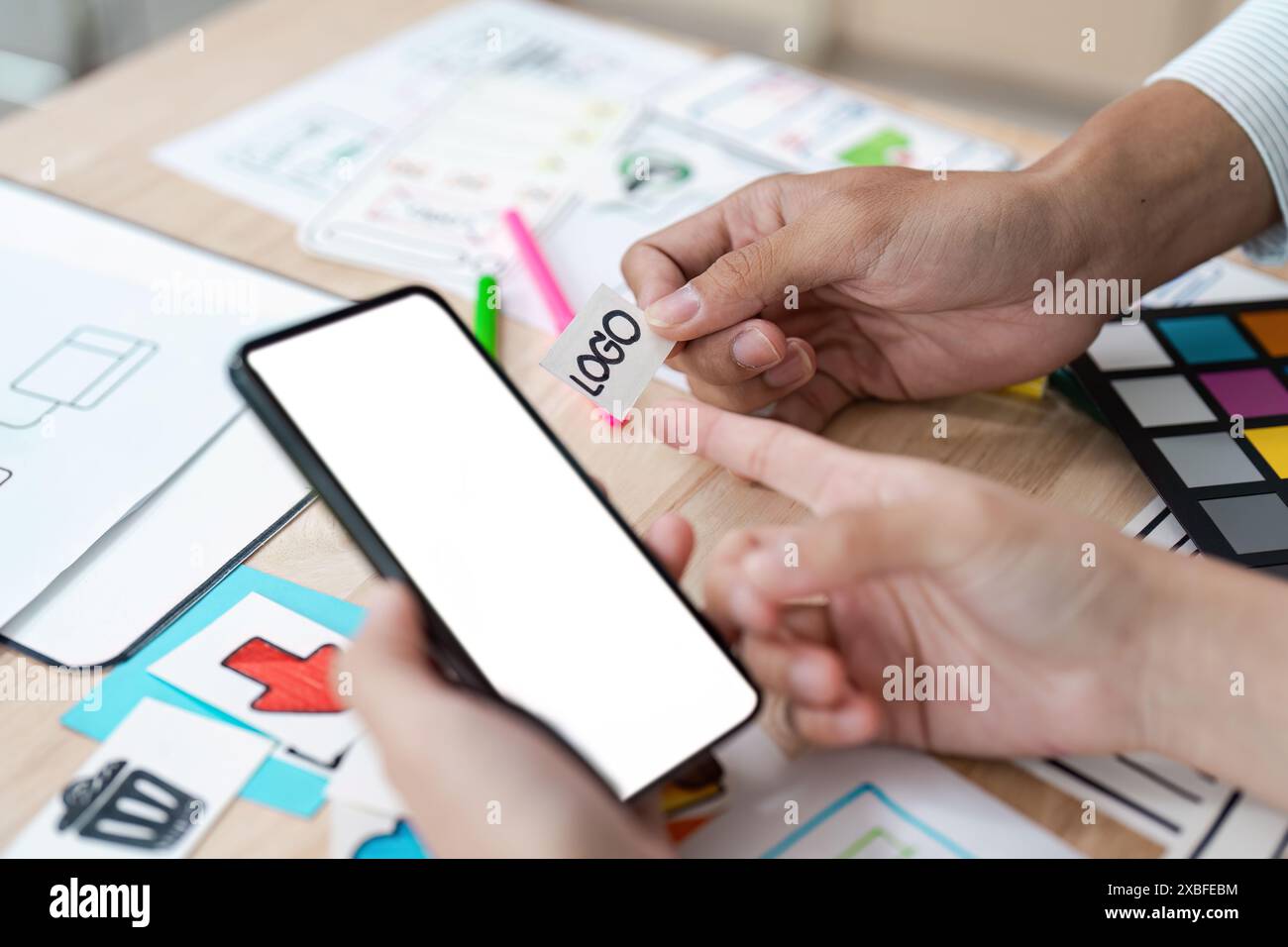 Creative UX UI Design Process with Mobile App Interface and Logo ...