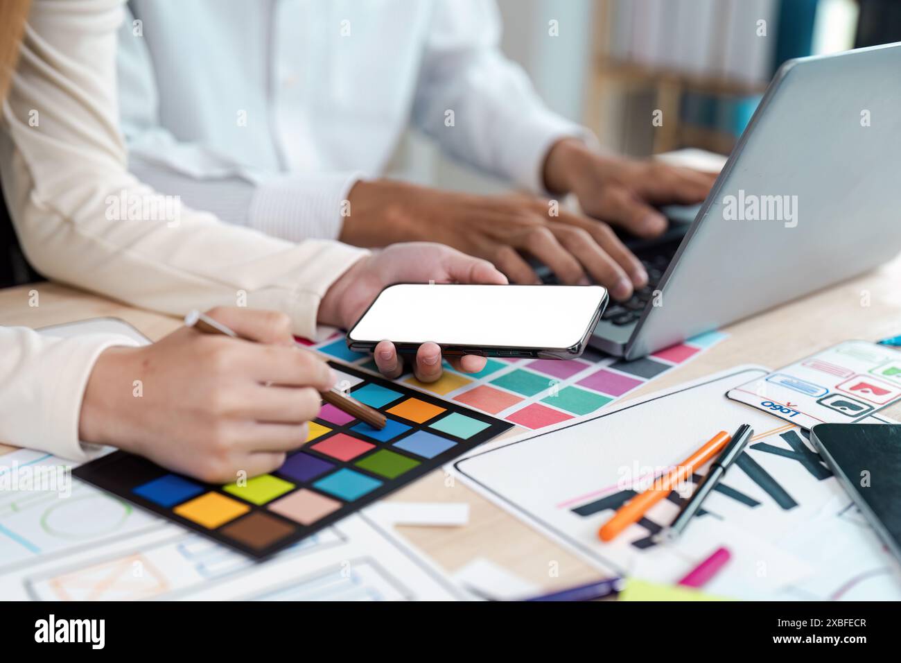 Creative UX UI Design Process with Mobile App Interface and Logo ...