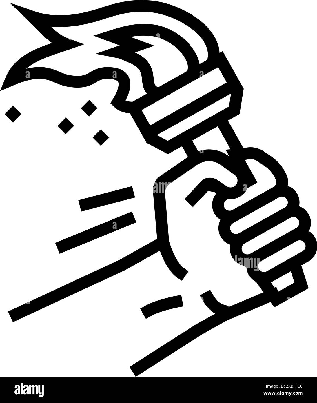 hand holding torch progress line icon vector illustration Stock Vector ...