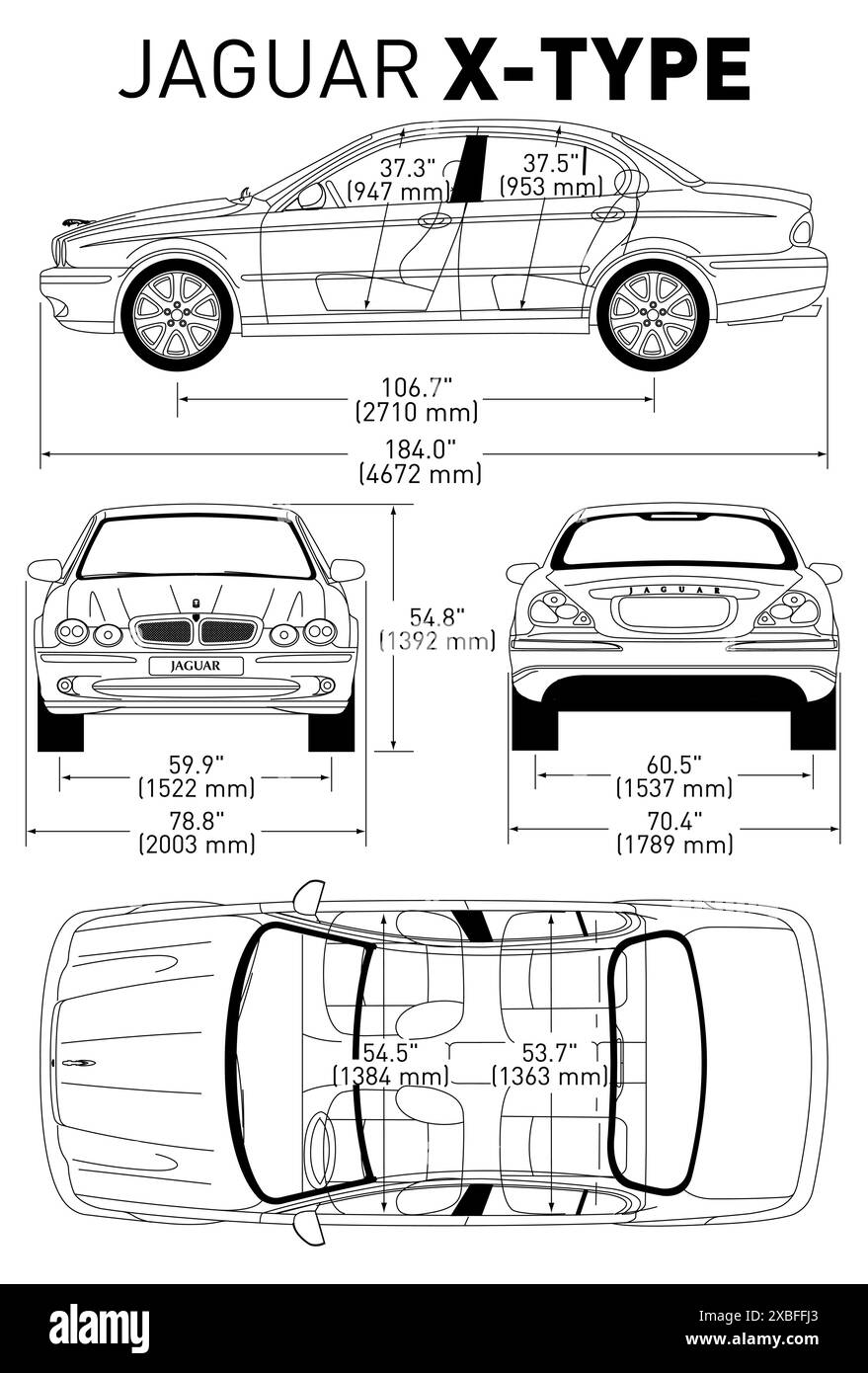 2006 Jaguar X TYPE Sedan car blueprint Stock Vector Image & Art - Alamy