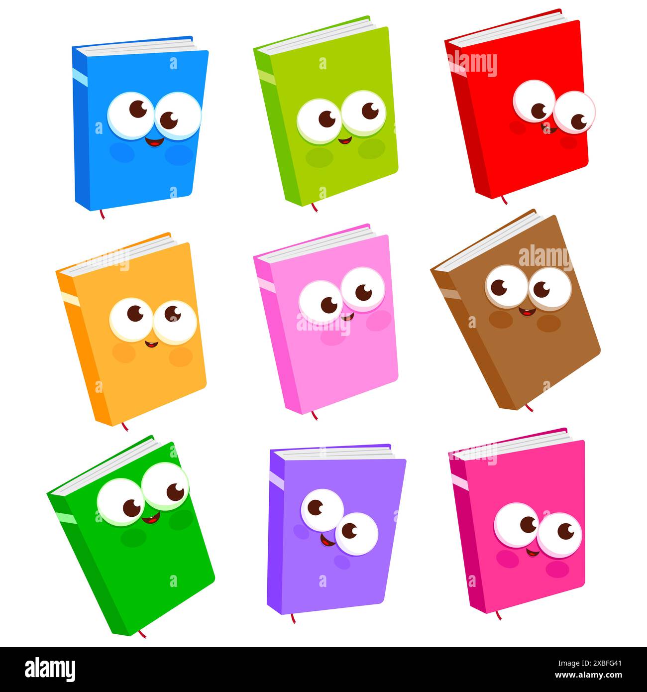 Set of cartoon book characters. Cute books for children and preschooler ...