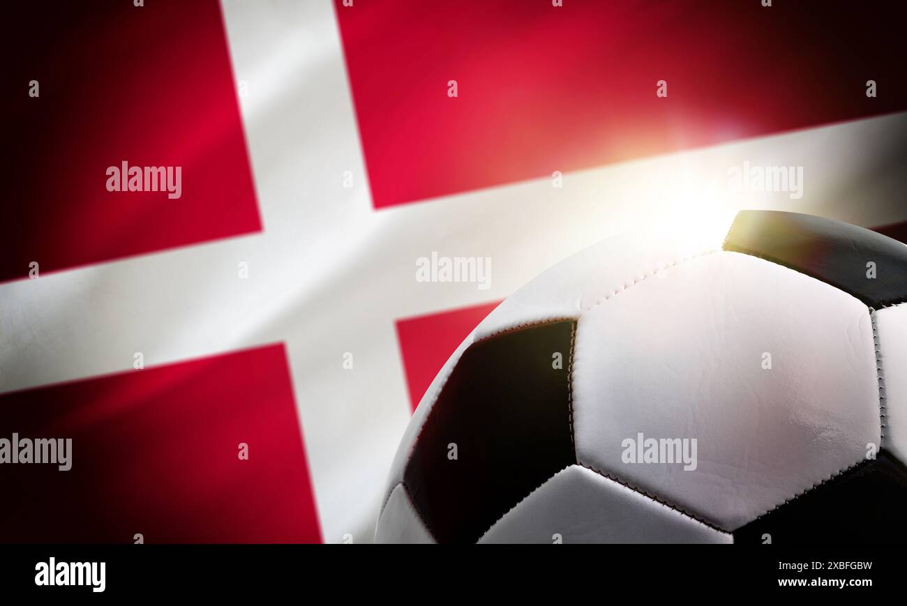 Denmark soccer background with ball and the country's flag in the ...